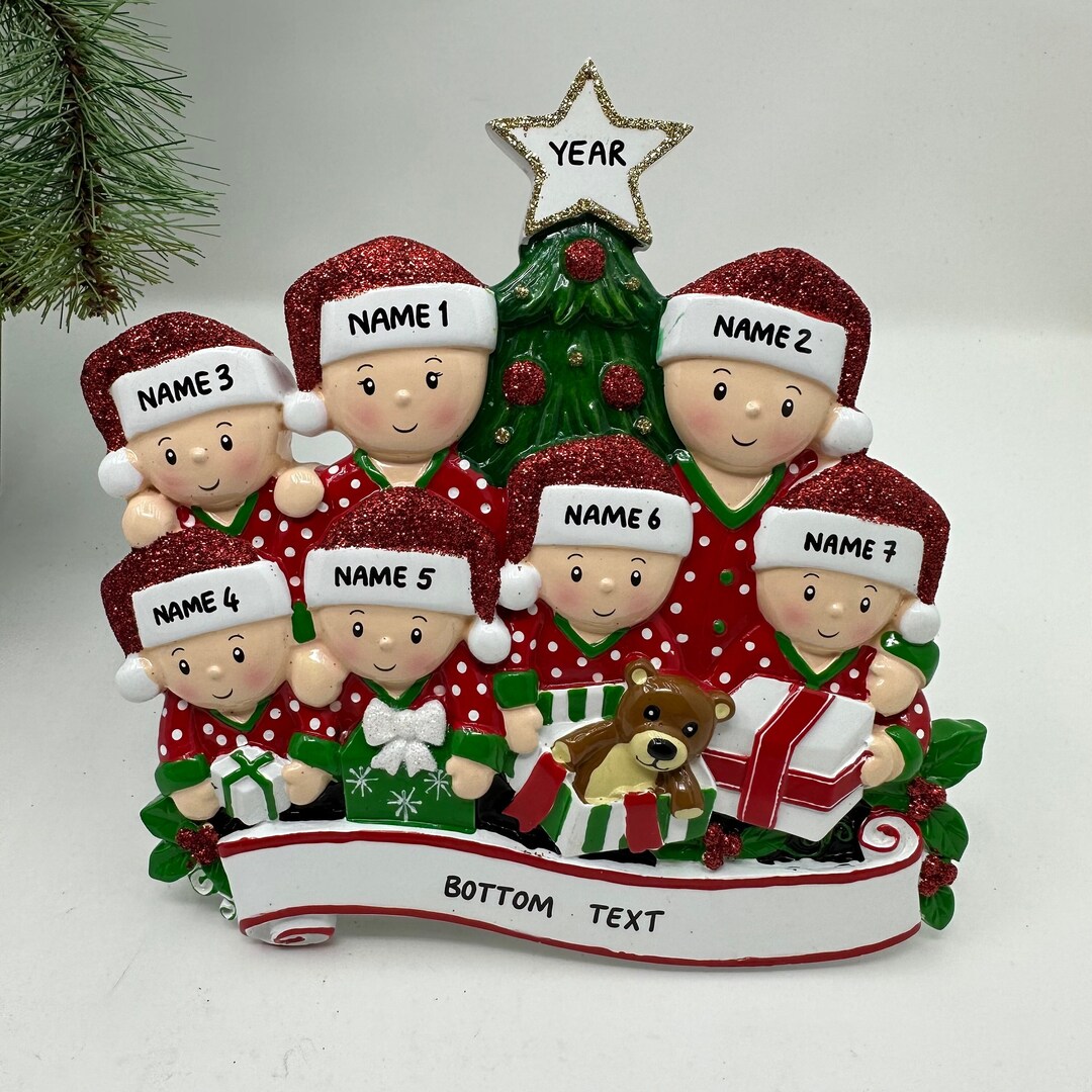 Opening Presents Family Table Topper Personalized Ornament Family of 3 ...