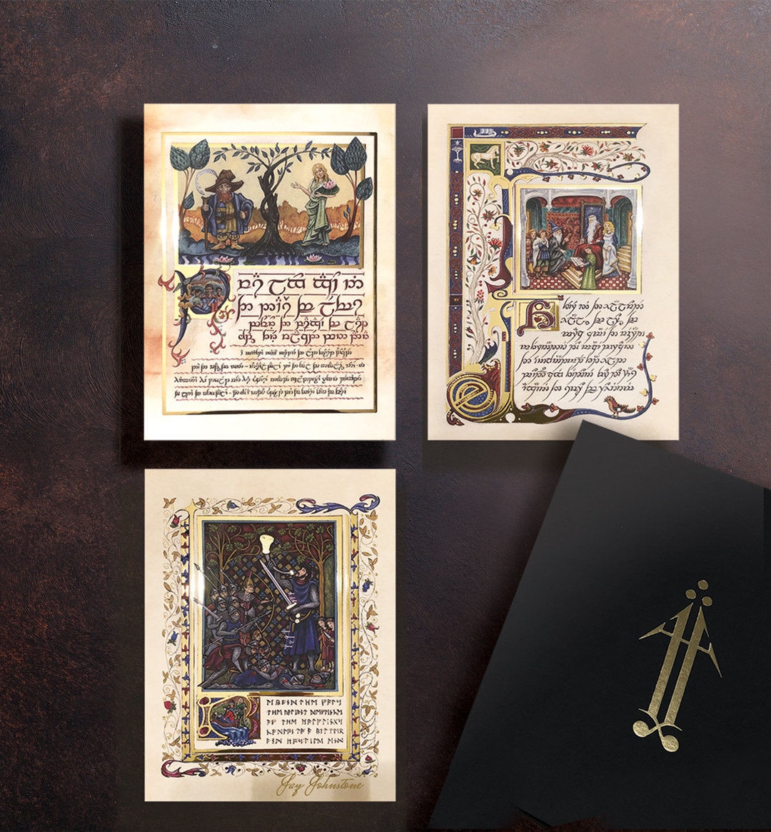 Middle Earth Manuscript (set 0f 3) Signed and Dated Foil Gold - Etsy