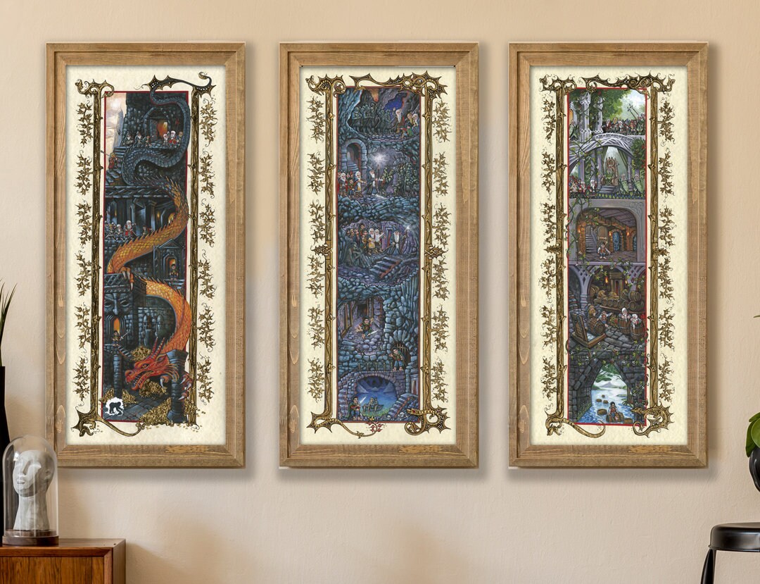 Hobbit Tryptych Prints X 3 Limited Edition Signed & Dated- MOST POPULAR ...
