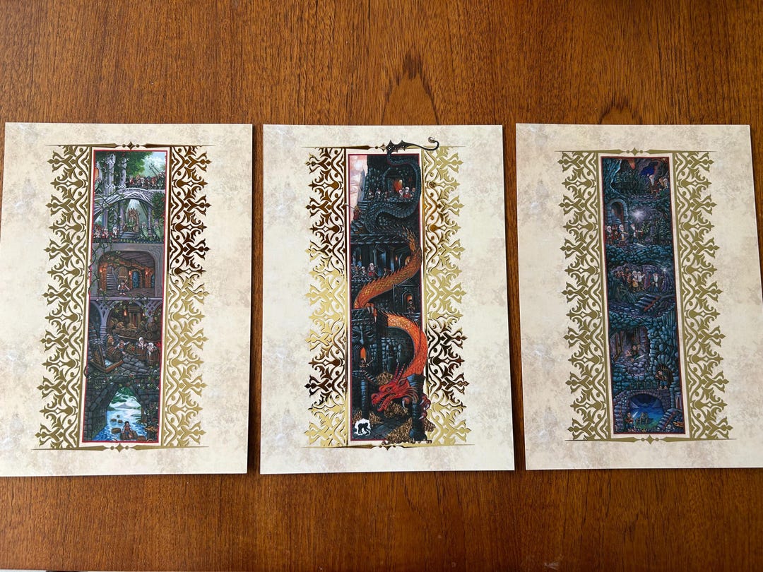 Hobbit Triptych Prints X 3 (A4) Limited Edition Signed & Dated + Free ...