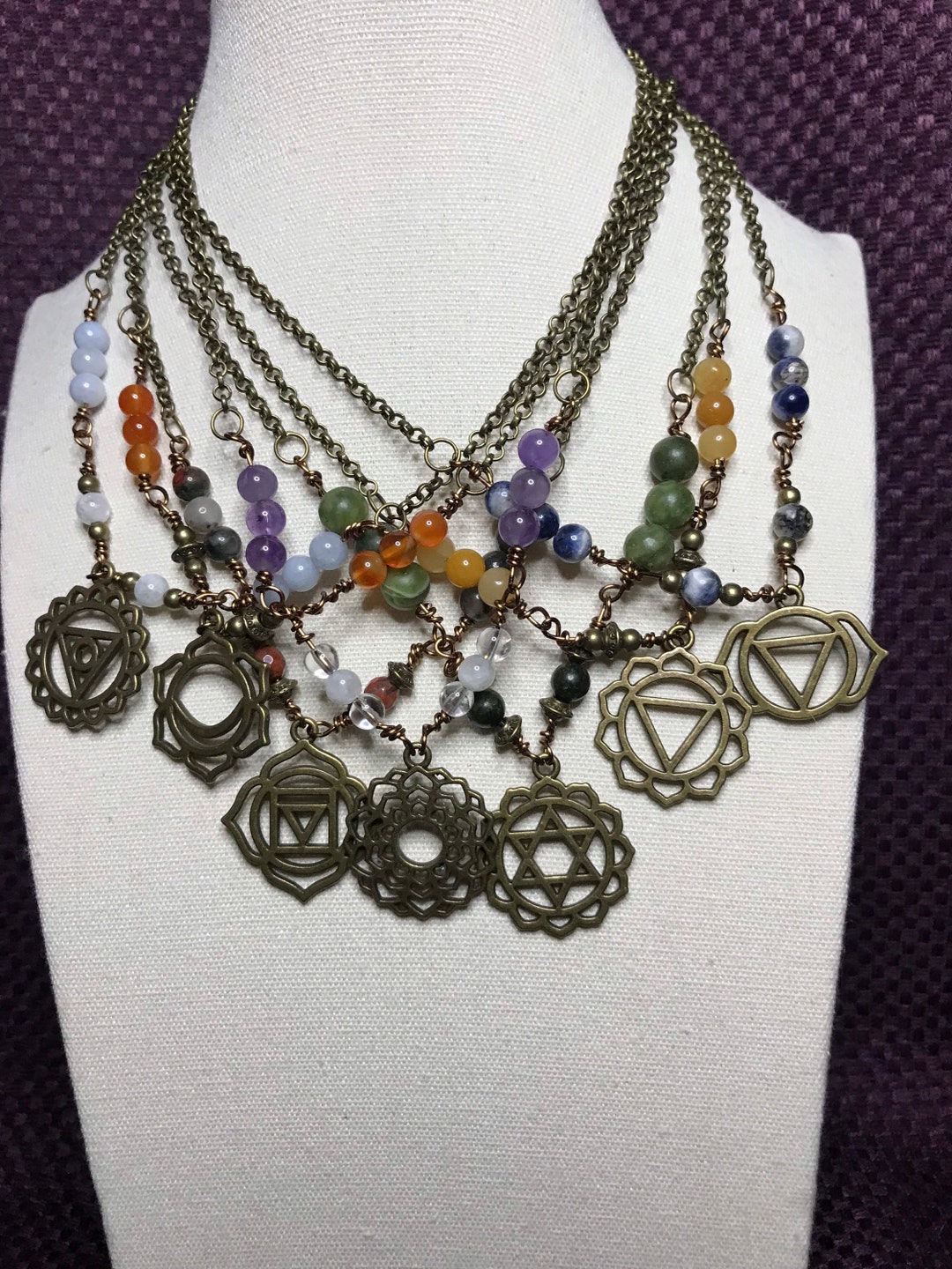 7 Chakras Necklaces, Handmade Necklaces Using Natural Gemstone Beads ...