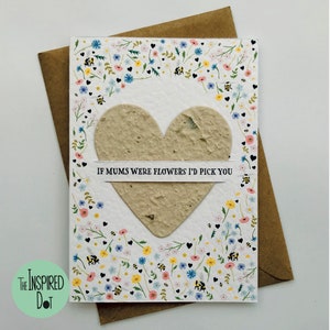 Plantable Mother's Day Card, Seeded Paper Card, Flower Seeds, Eco ...