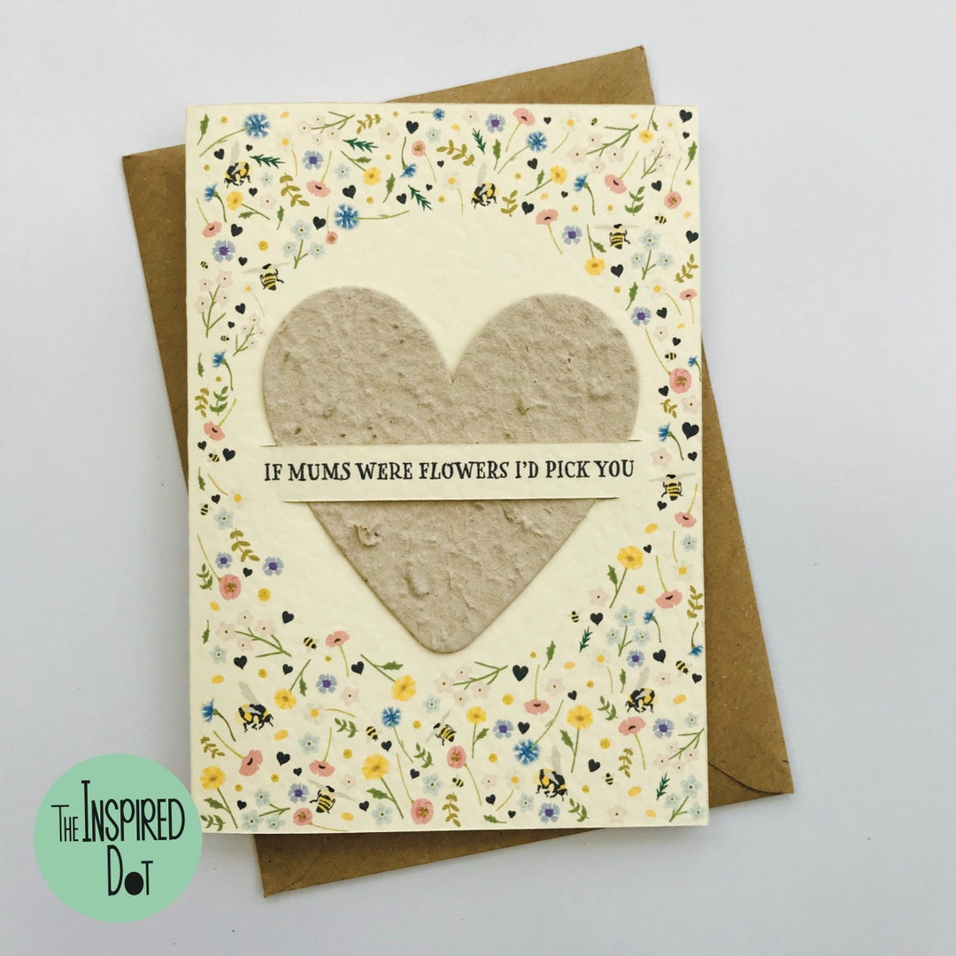 Plantable Mother's Day Card, Seeded Paper Card, Flower Seeds, Eco ...