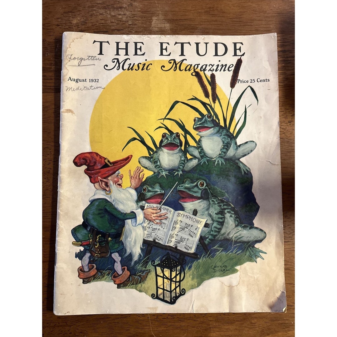 The Etude Music Magazine August 1932 Frogs Singing Gnomes Elf - Etsy