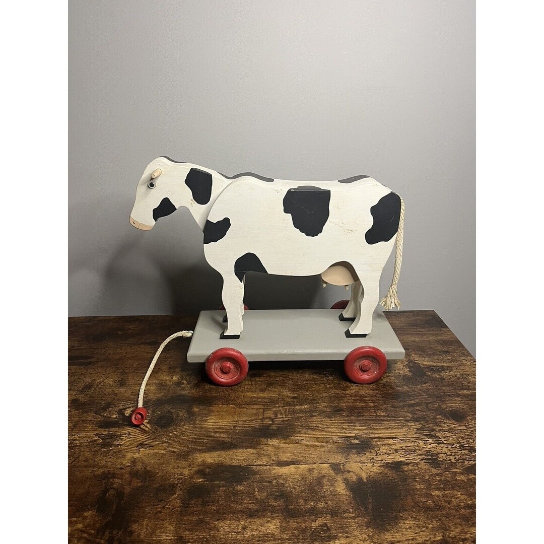 Wood Cow Pull Toy Handcrafted Country Farm Homemade - Etsy