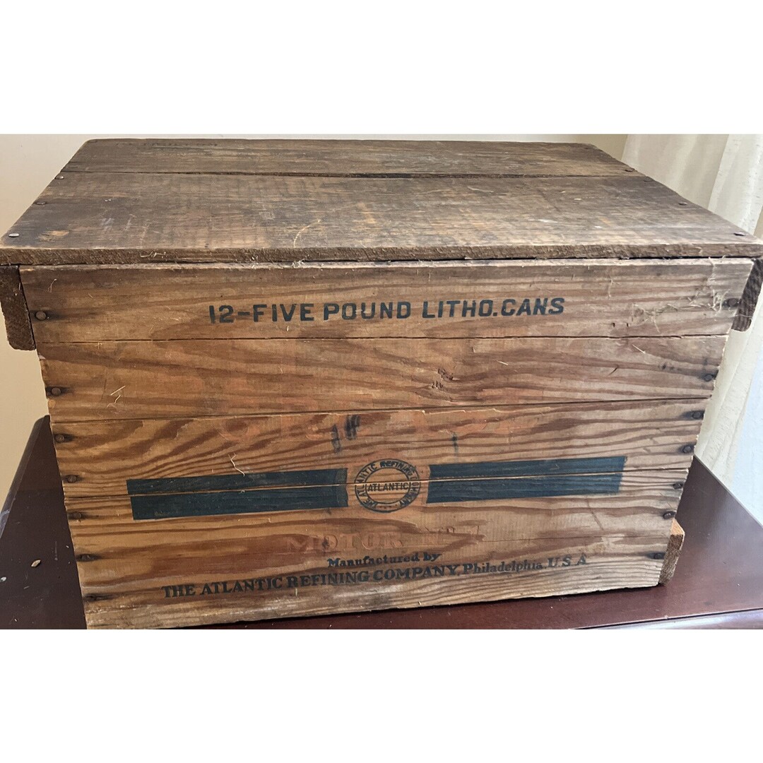 ANTIQUE Atlantic Refining Co. Wood Shipping Crate Gas & Oil 21x13 - Etsy