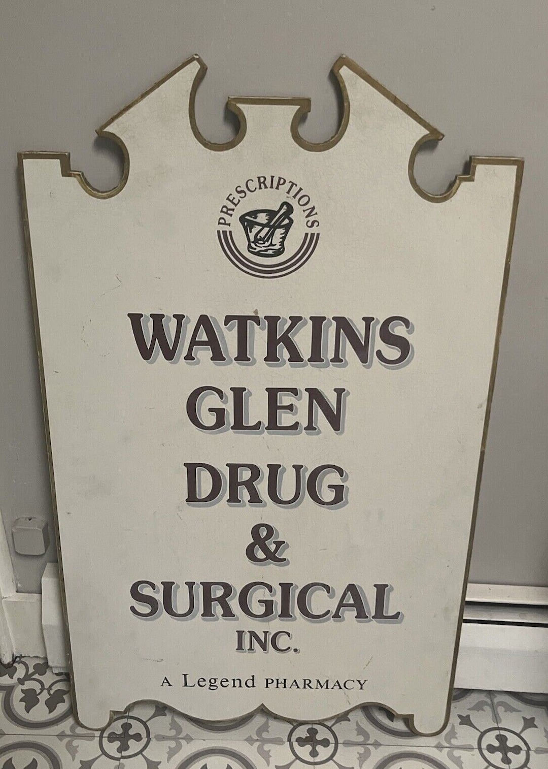 Vintage Watkins Glen Drug & Pharmacy Surgical Drugstore Sign Original ...