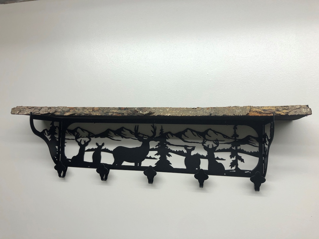 Deer Coat Rack With Wooden Shelf - Etsy
