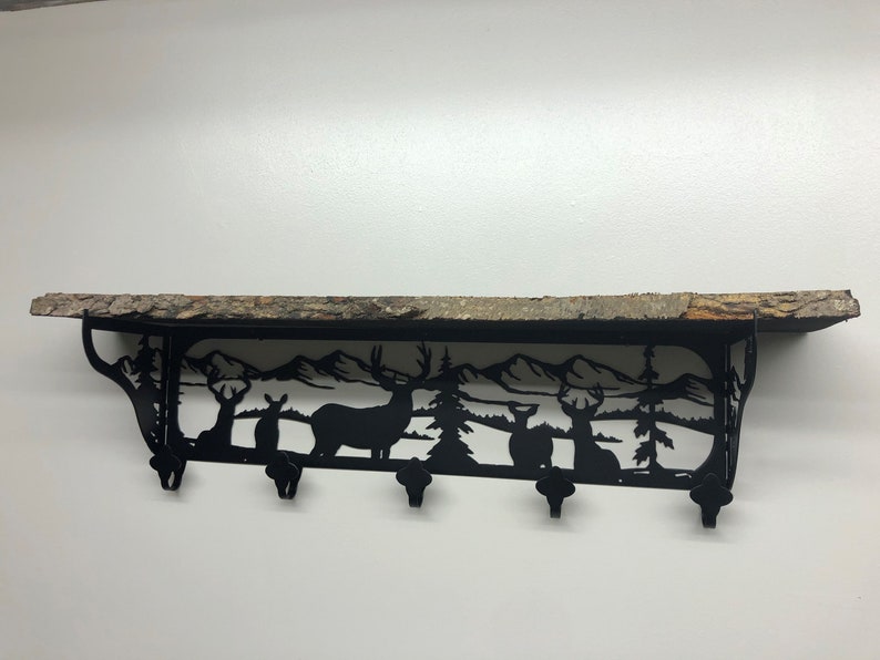 Deer Coat Rack With Wooden Shelf - Etsy