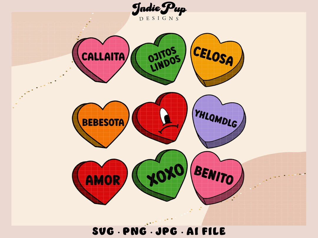 Bad Bunny Valentines Hearts SVG | Un San Valentin Sin Ti SVG | Benito ...