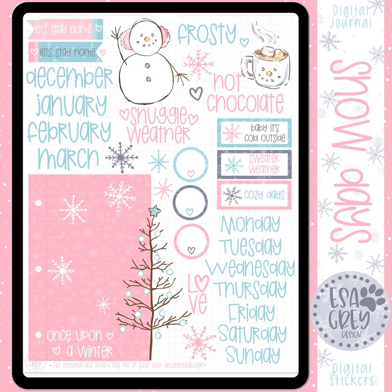 Winter Snow Days Digital Stickers | Goodnotes Stickers | Digital ...