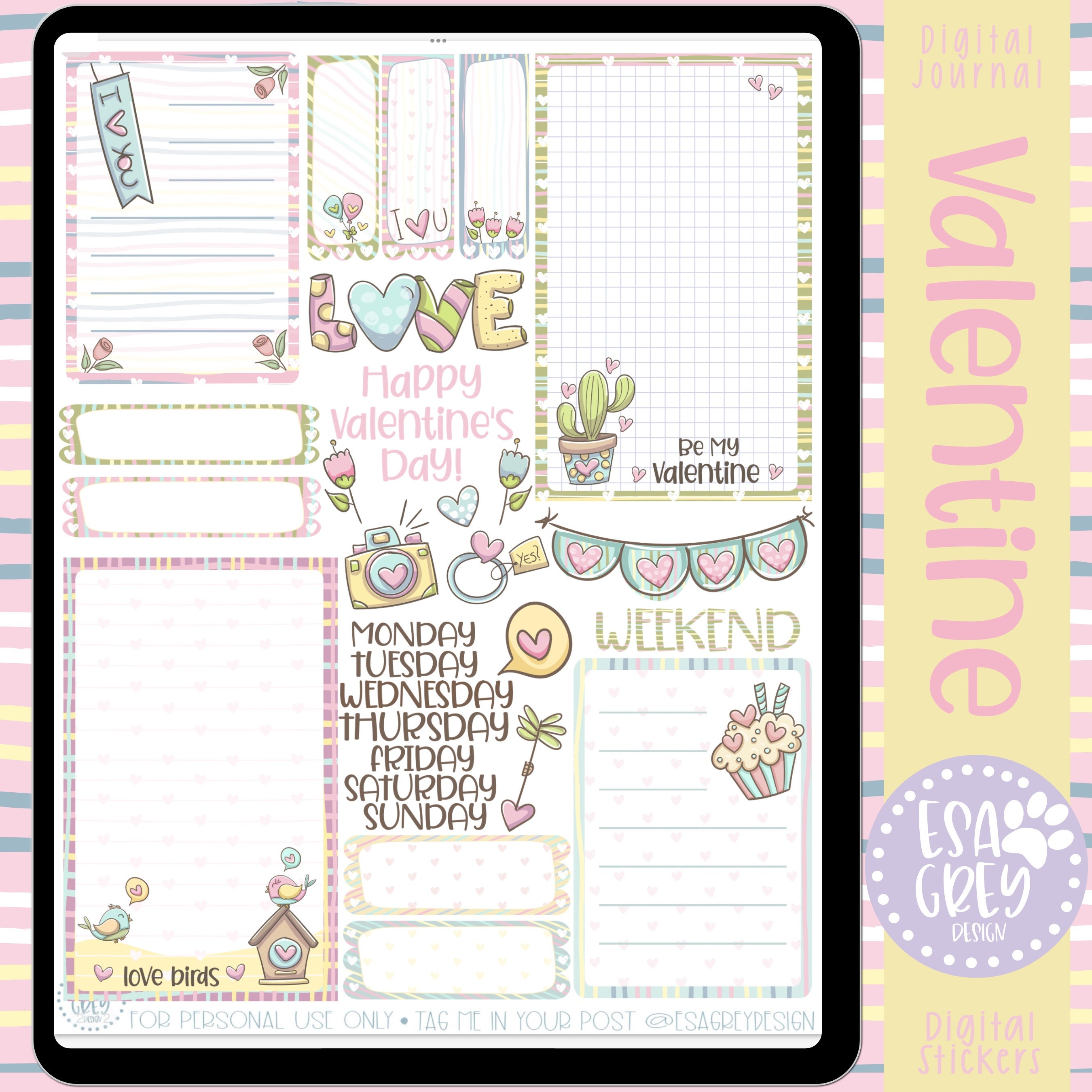 Sweet Valentine Stickers | Digital Planner Stickers | Goodnotes ...