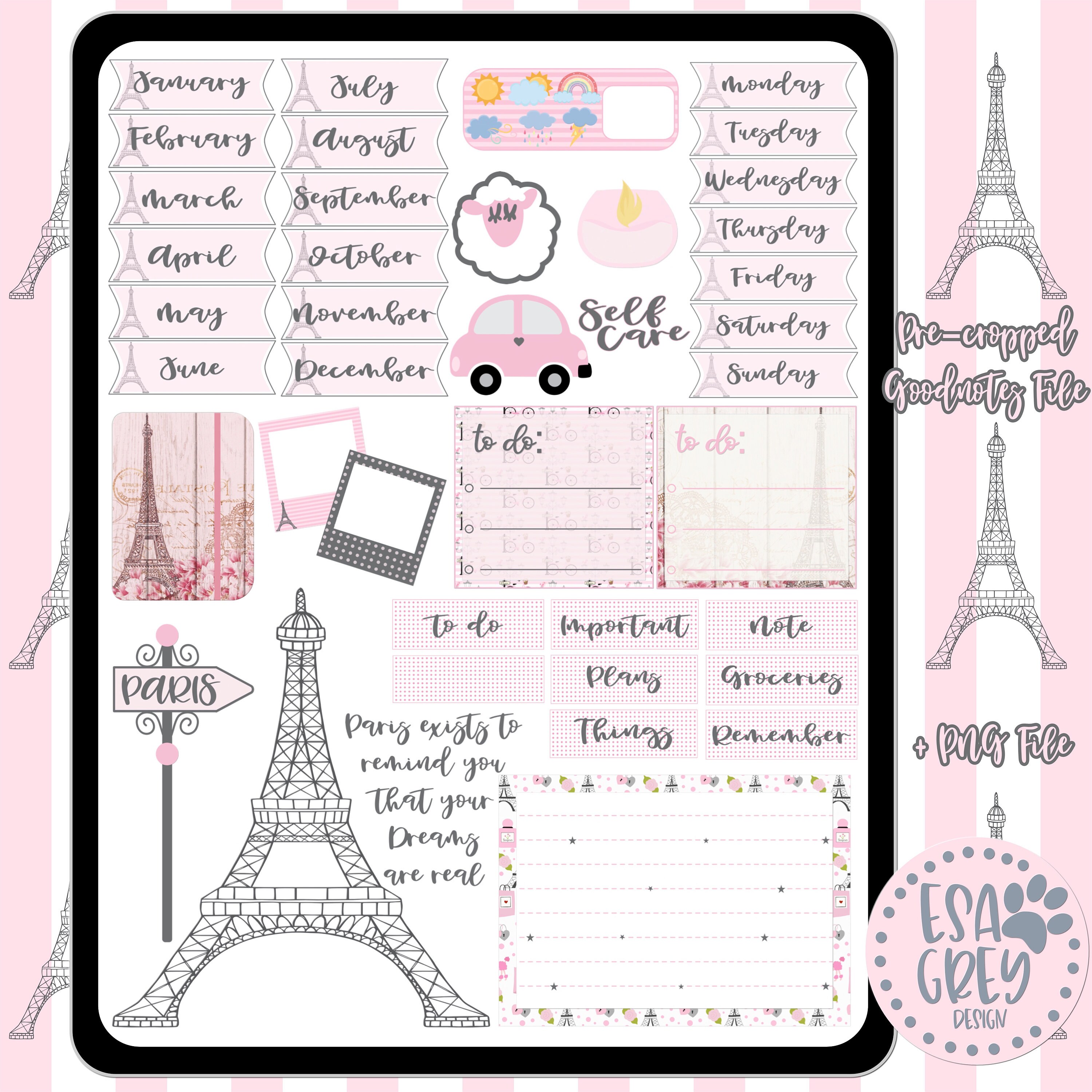 Paris Stickers Digital Planner Stickers Goodnotes Stickers | Etsy