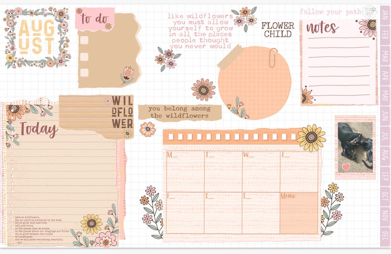 Boho Wildflower Stickers | Digital Planner Stickers | Goodnotes ...