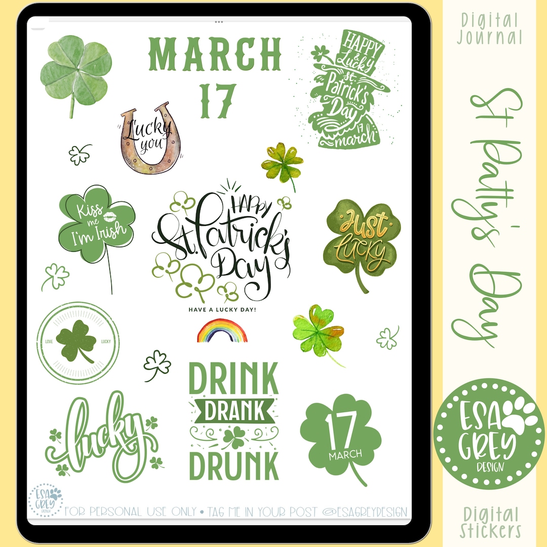 St Patrick's Day Digital Planning Stickers | Digital Planner Stickers ...