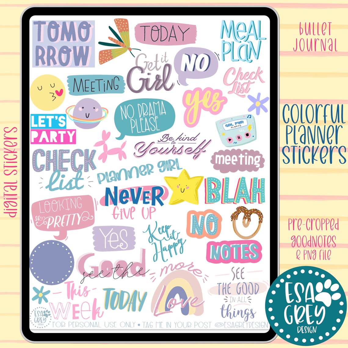 Colorful Digital Planning Sticker Set Goodnotes Stickers - Etsy