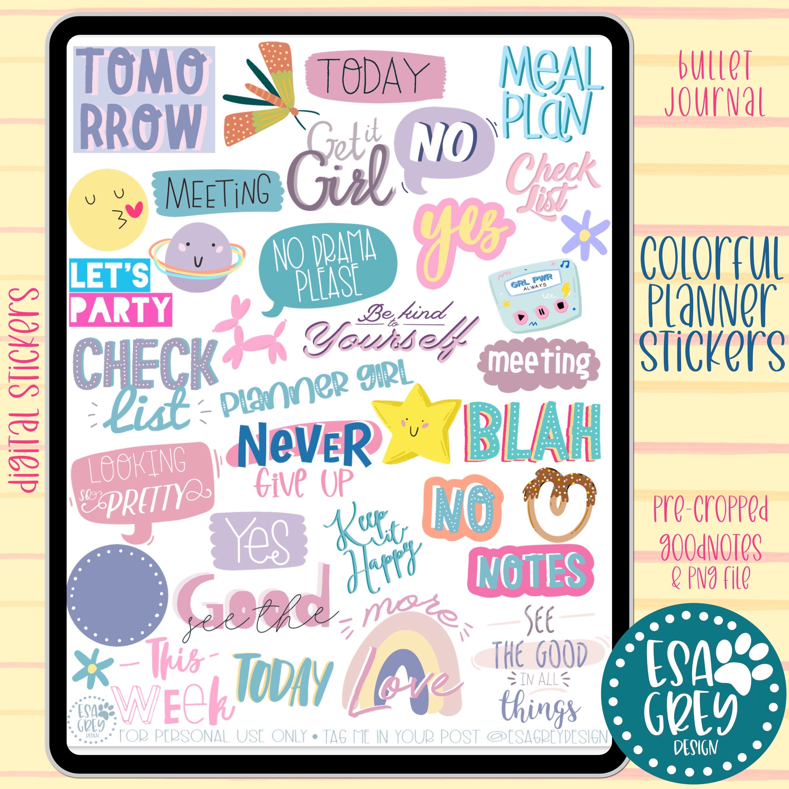 Colorful Digital Planning Sticker Set Goodnotes Stickers - Etsy