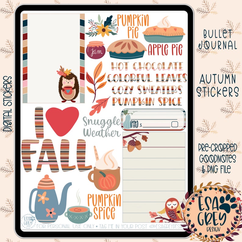 Autumn Sticker Set Goodnotes Stickers Digital Planning | Etsy