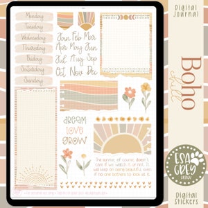 Boho Chill Digital Stickers | Digital Planner Stickers | Goodnotes ...