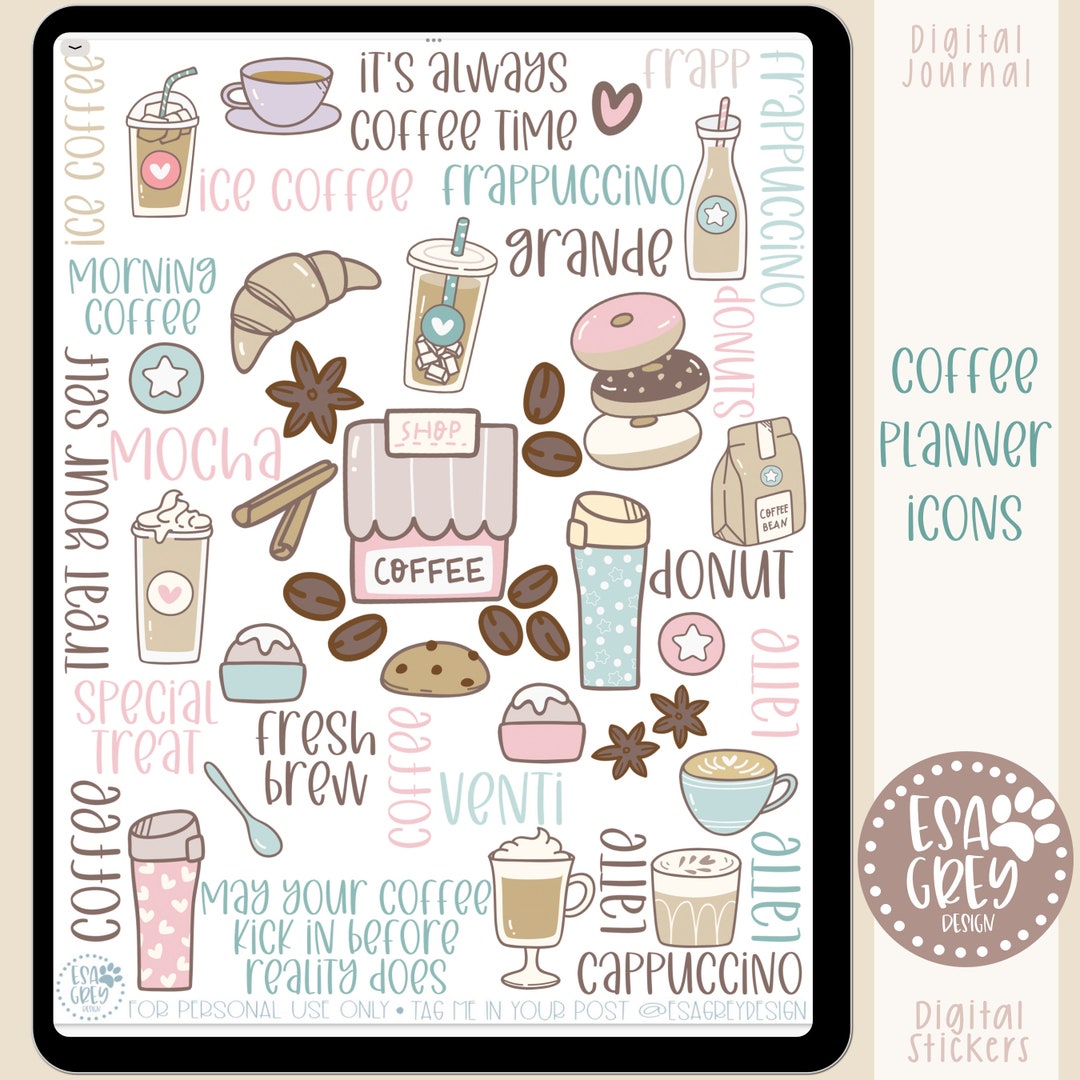 Coffee Planner Icon Stickers | Boho Stickers | Goodnotes Stickers ...
