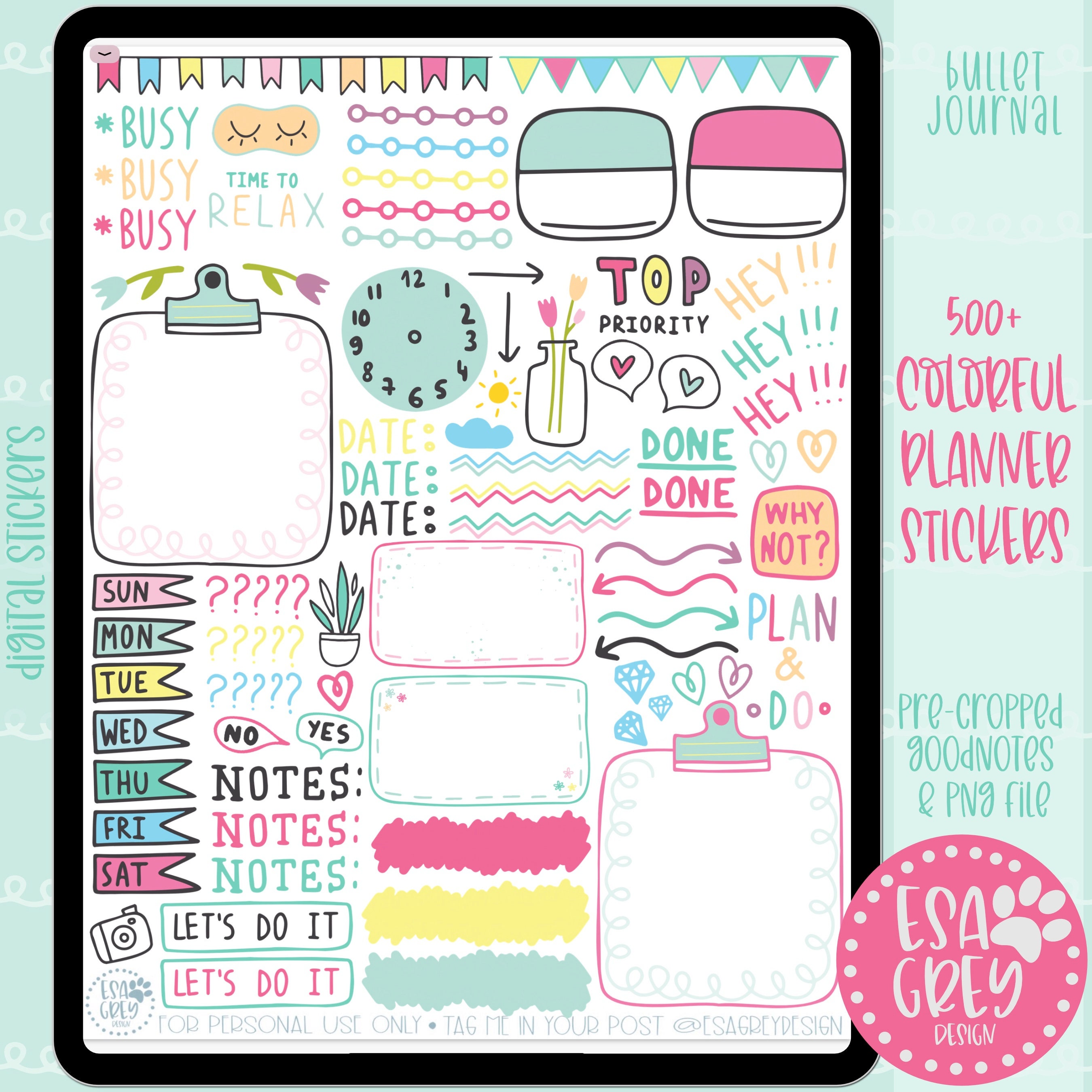 500 Digital Planning Sticker Set Goodnotes Stickers - Etsy