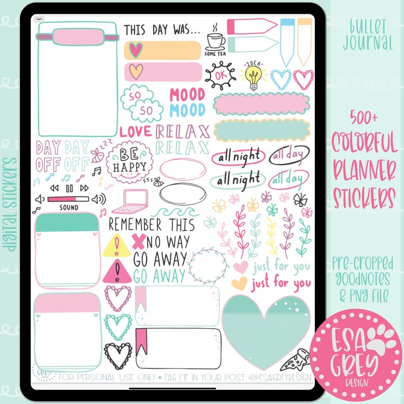500 Digital Planning Sticker Set Goodnotes Stickers - Etsy
