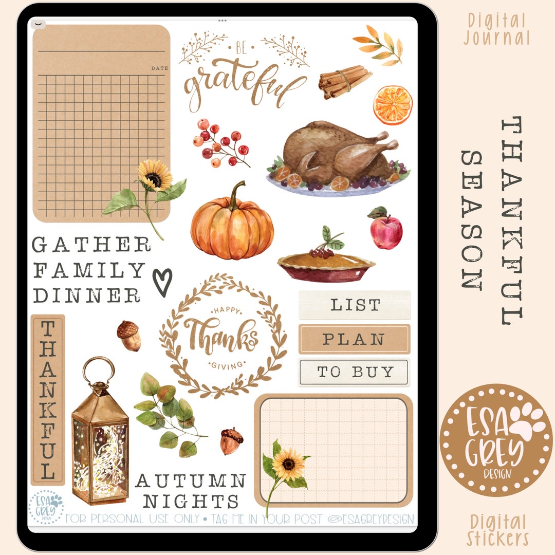 Thankful Season Sticker Set | Goodnotes Digital Planning Stickers ...