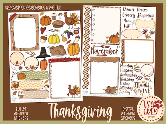Thanksgiving Sticker Set Goodnotes Stickers Digital - Etsy