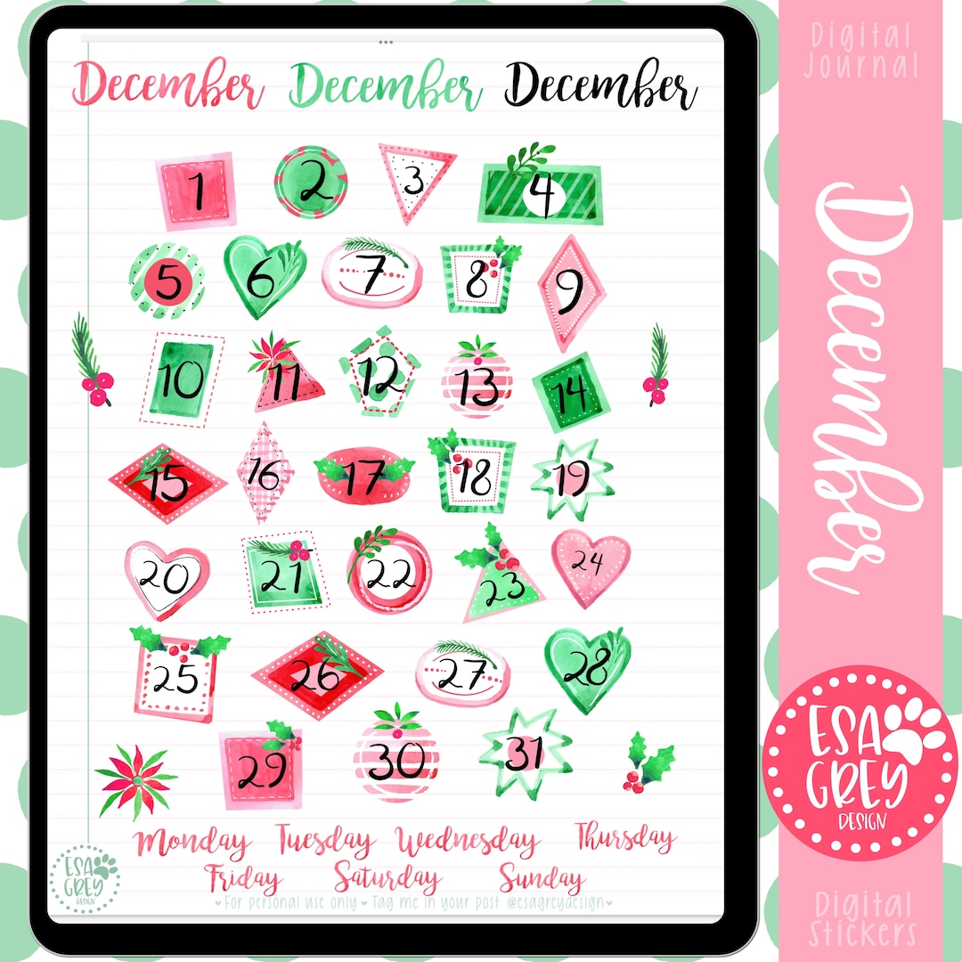 December Month Stickers | Goodnotes Stickers | Digital Planning ...
