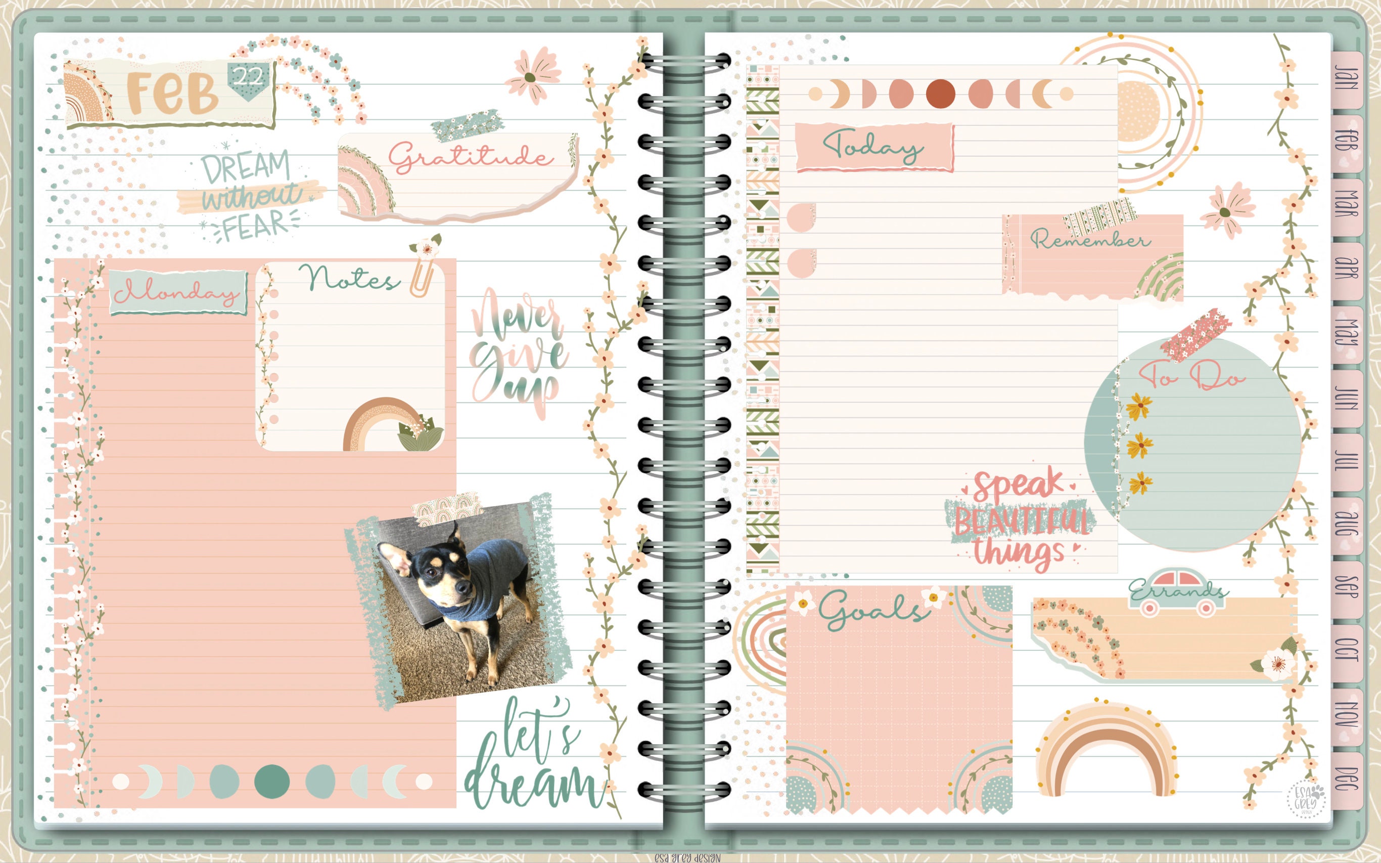 Boho Rainbow Digital Planning Stickers | Goodnotes Stickers | Digital ...