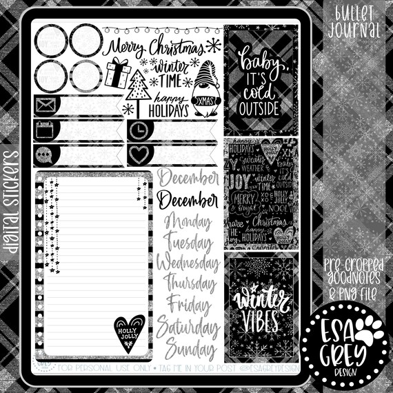 Christmas Plaid Glitter Planning Stickers Goodnotes Stickers | Etsy