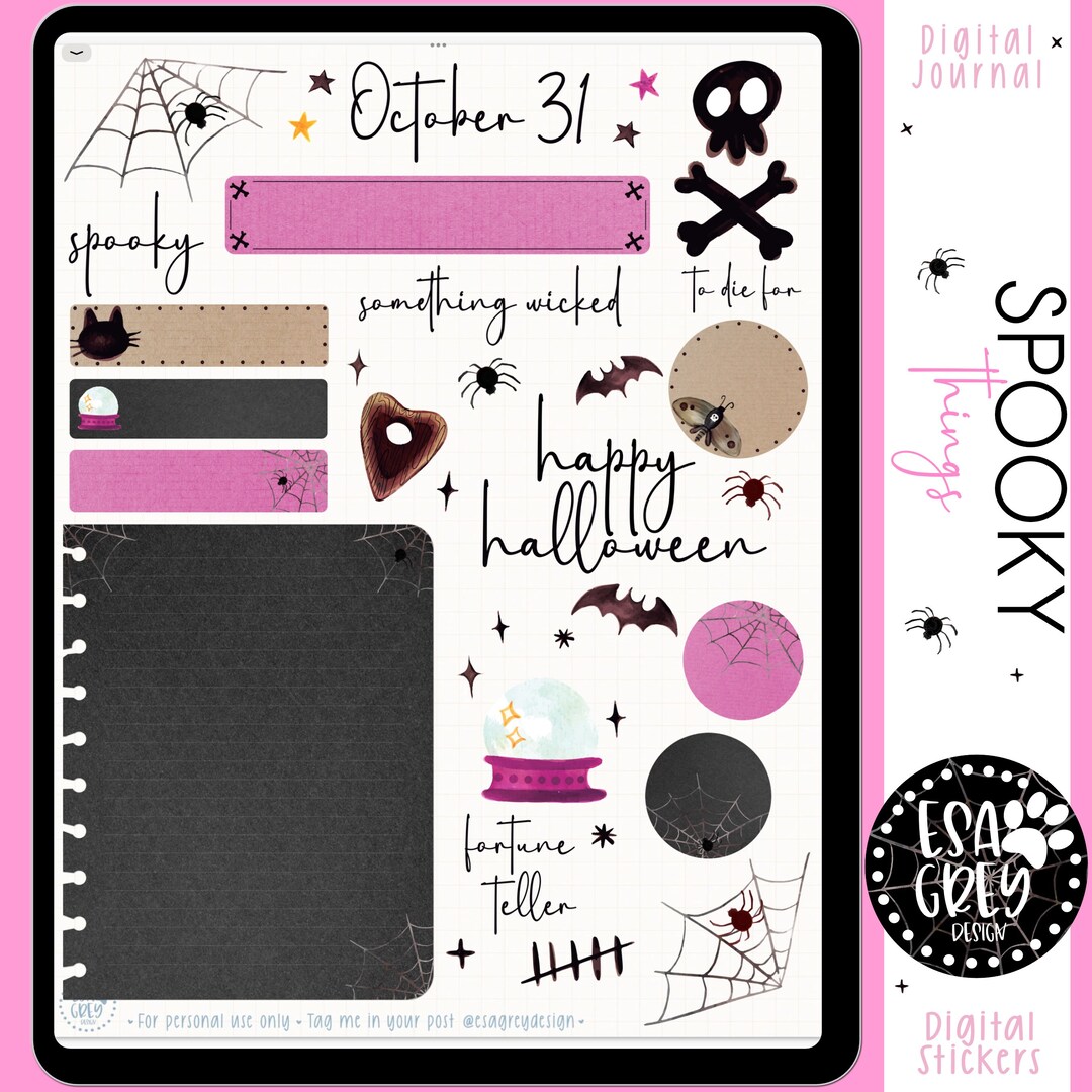 Spooky Things Halloween Stickers | Autumn Stickers | Digital Planner ...