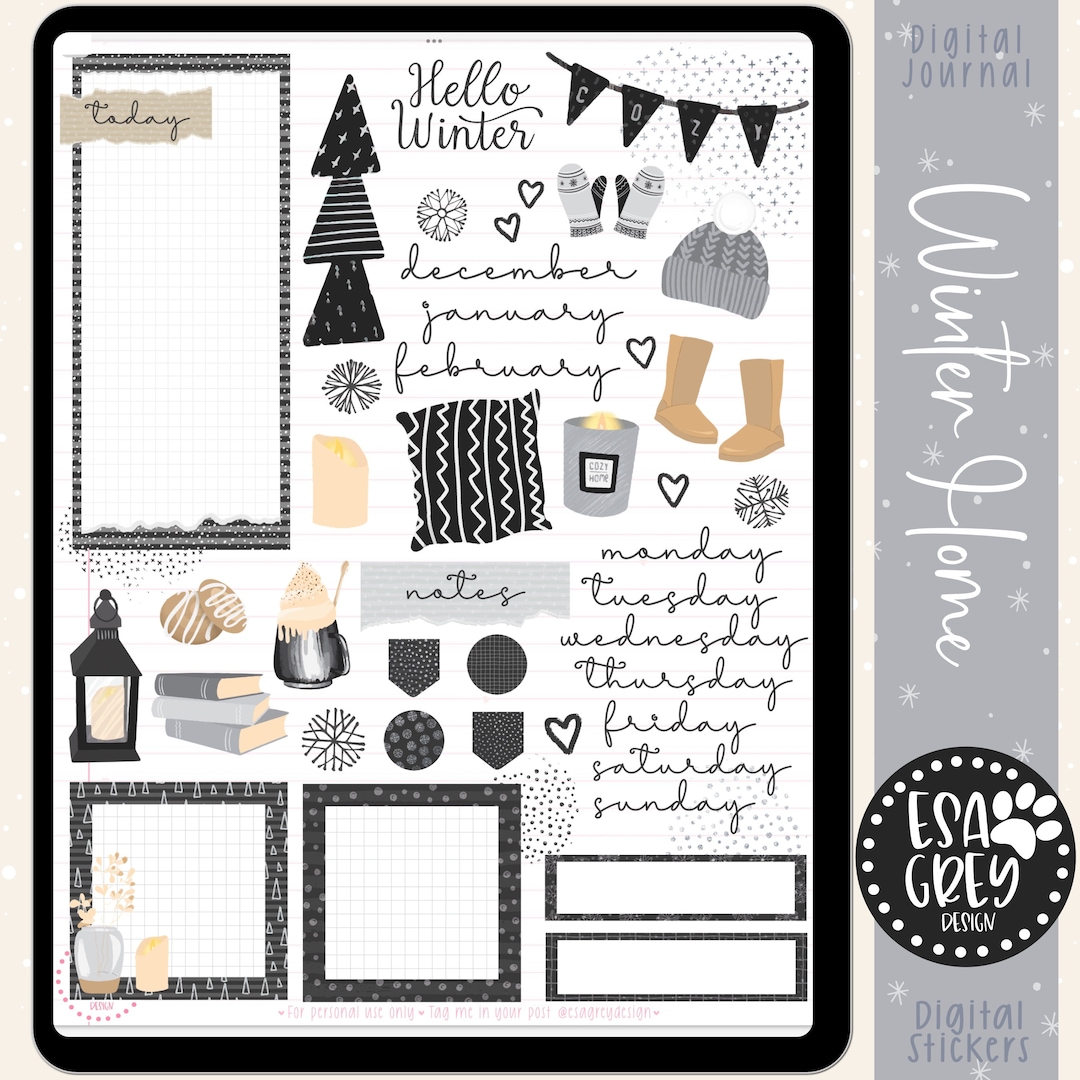 Winter Home Digital Stickers | Goodnotes Stickers | Digital Planning ...