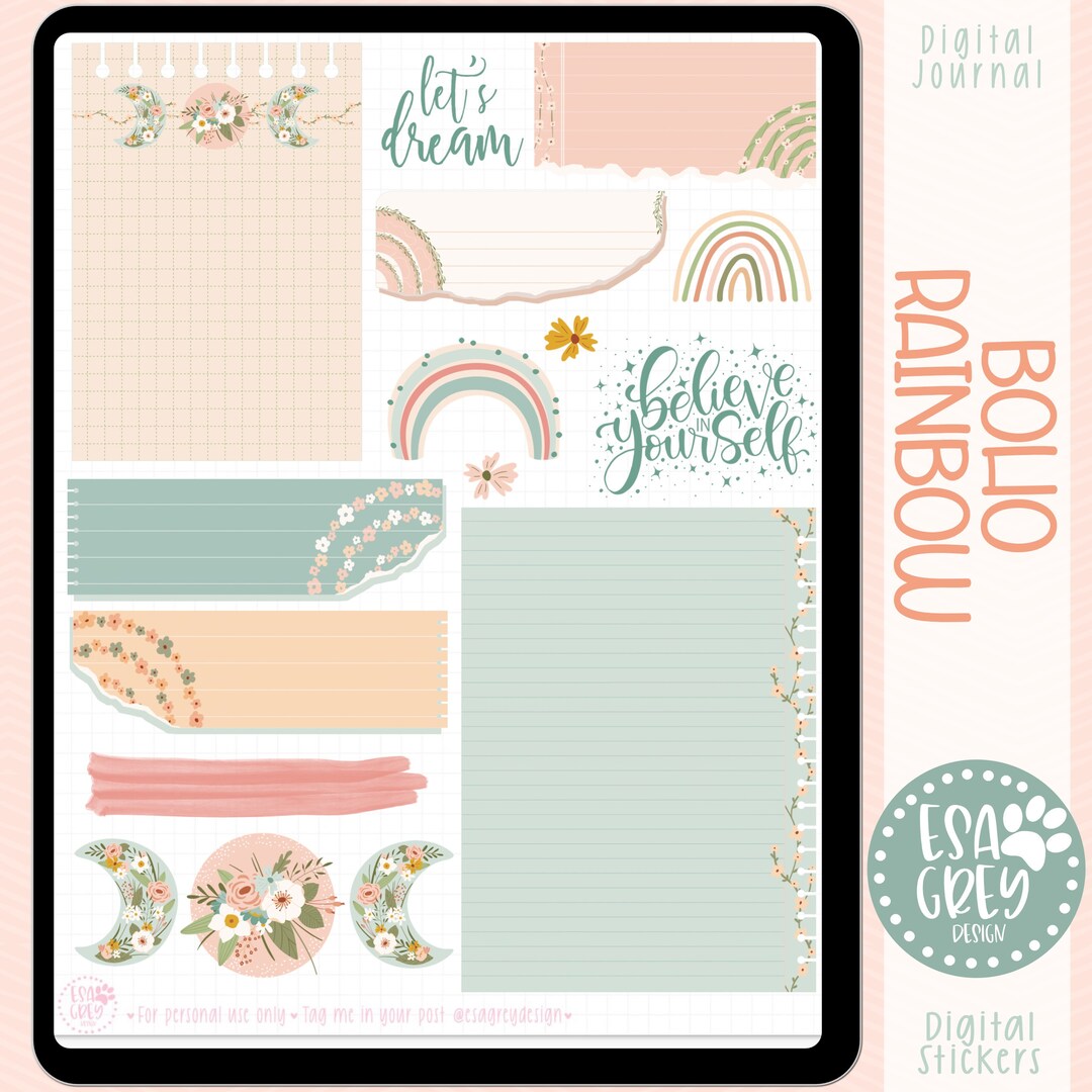 Boho Rainbow Digital Planning Stickers | Goodnotes Stickers | Digital ...