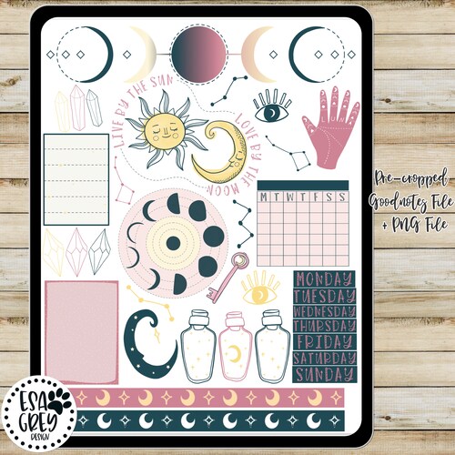 Lunar Stickers Digital Sticker Set Celestial Stickers - Etsy