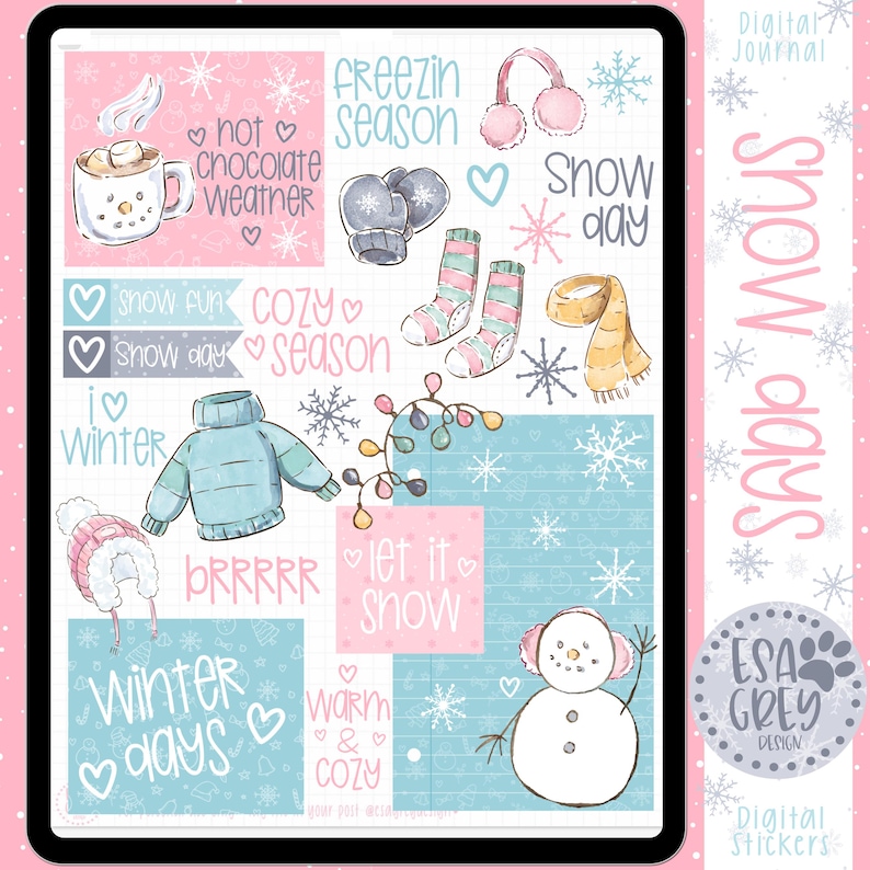 Winter Snow Days Digital Stickers | Goodnotes Stickers | Digital ...