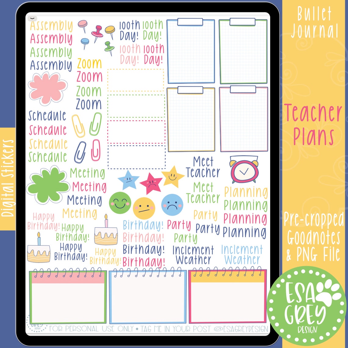 Teacher Plans Digital Stickers Goodnotes Stickers Digital | Etsy