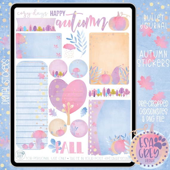 Colorful Autumn Sticker Set Goodnotes Stickers Digital | Etsy