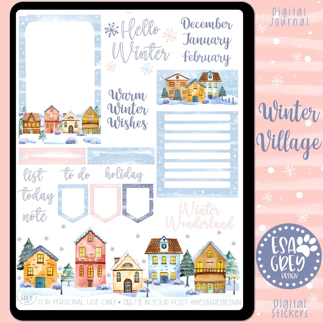 Winter Village Digital Stickers | Goodnotes Stickers | Digital Planning ...