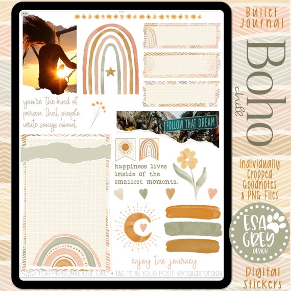 Boho Chill Digital Stickers Digital Planner Stickers - Etsy