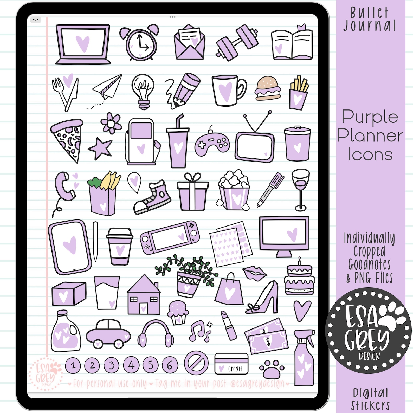 Purple Planner Icon Stickers Goodnotes Stickers Daily - Etsy