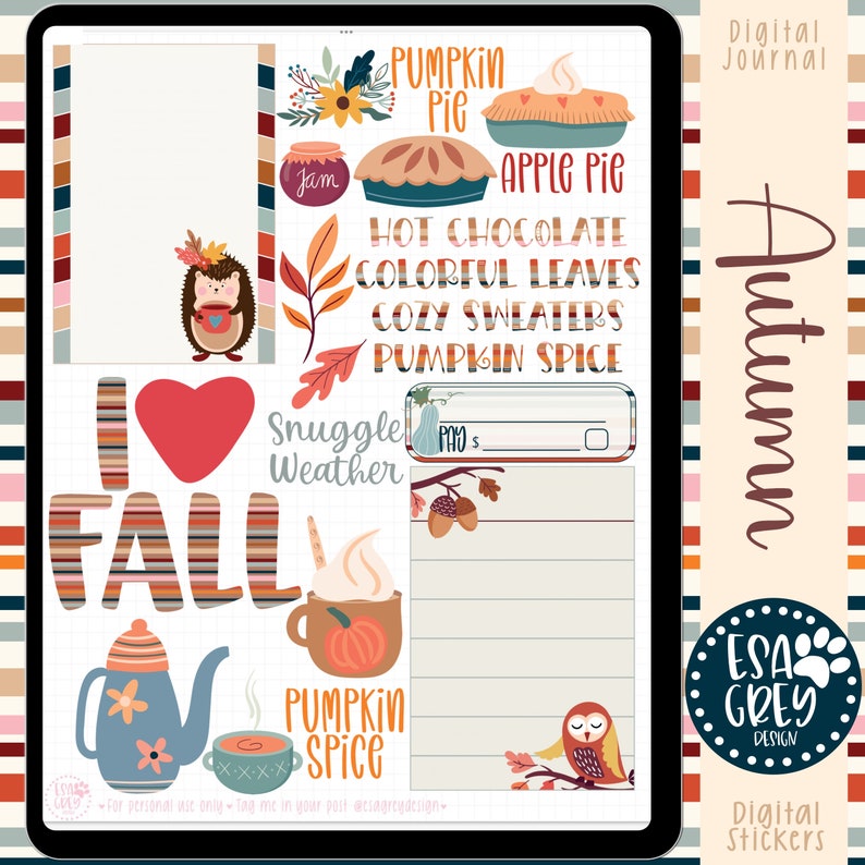 Autumn Digital Stickers | Goodnotes, Fall Planner (PNG) - Etsy