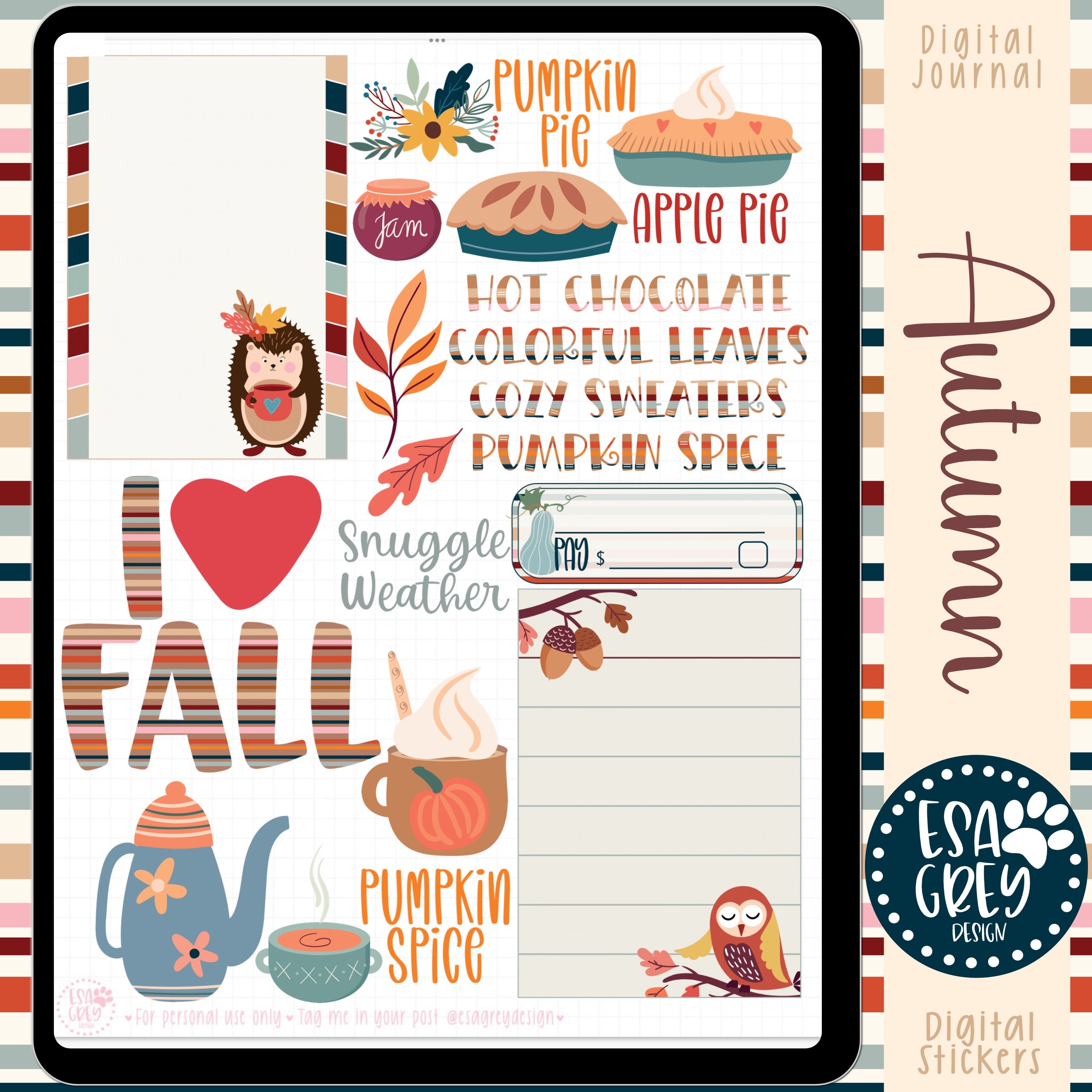 Autumn Digital Stickers | Goodnotes, Fall Planner (PNG) - Etsy