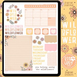 Boho Wildflower Stickers | Digital Planner Stickers | Goodnotes ...