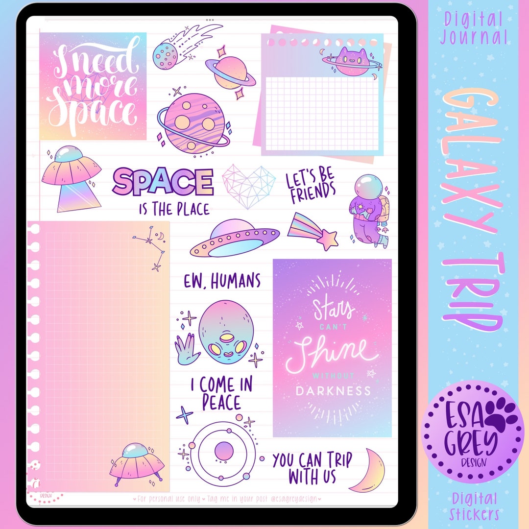 Galaxy Trip Digital Stickers | Digital Planner Stickers | Journal ...