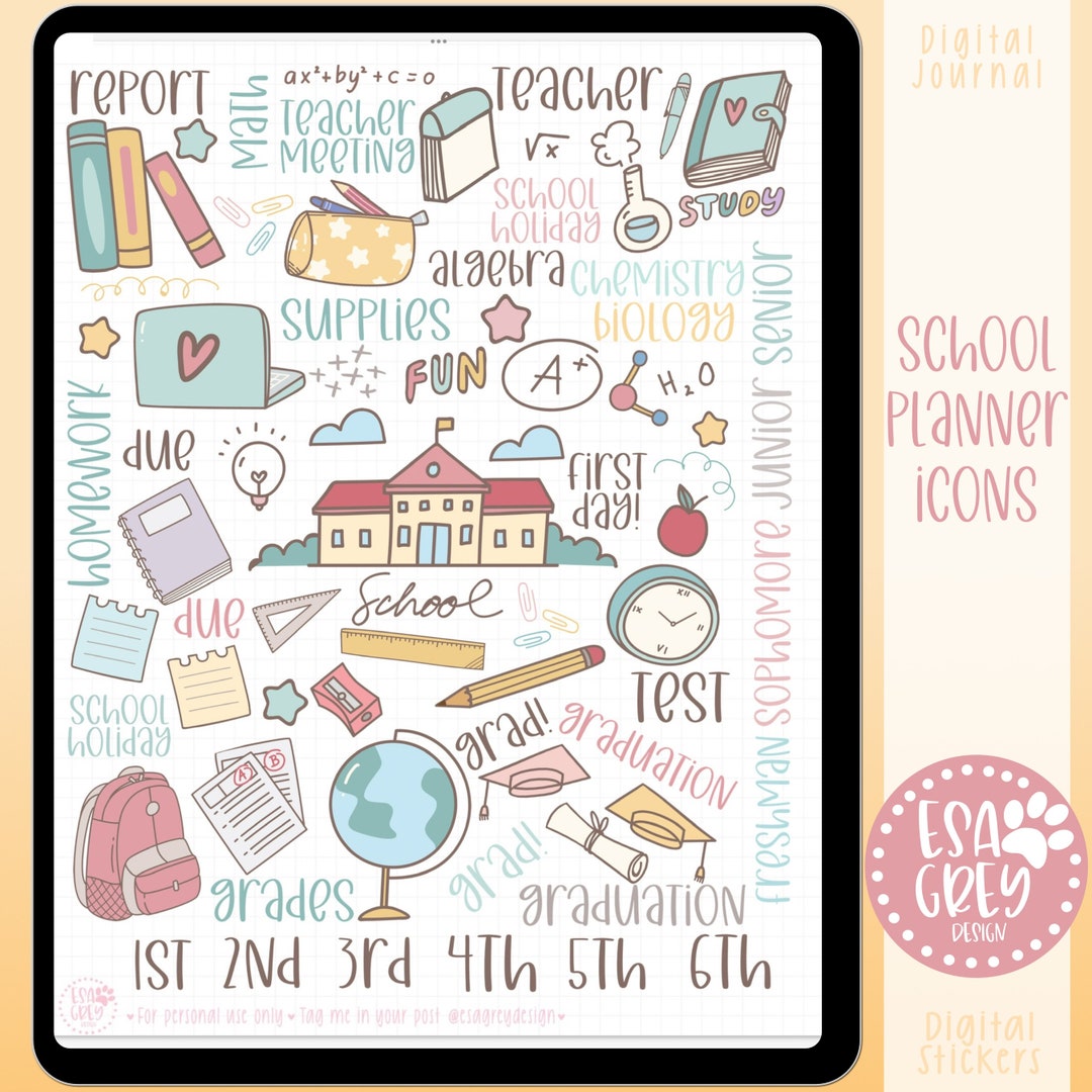 School Planner Icon Stickers | Boho Doodle Stickers | Goodnotes ...