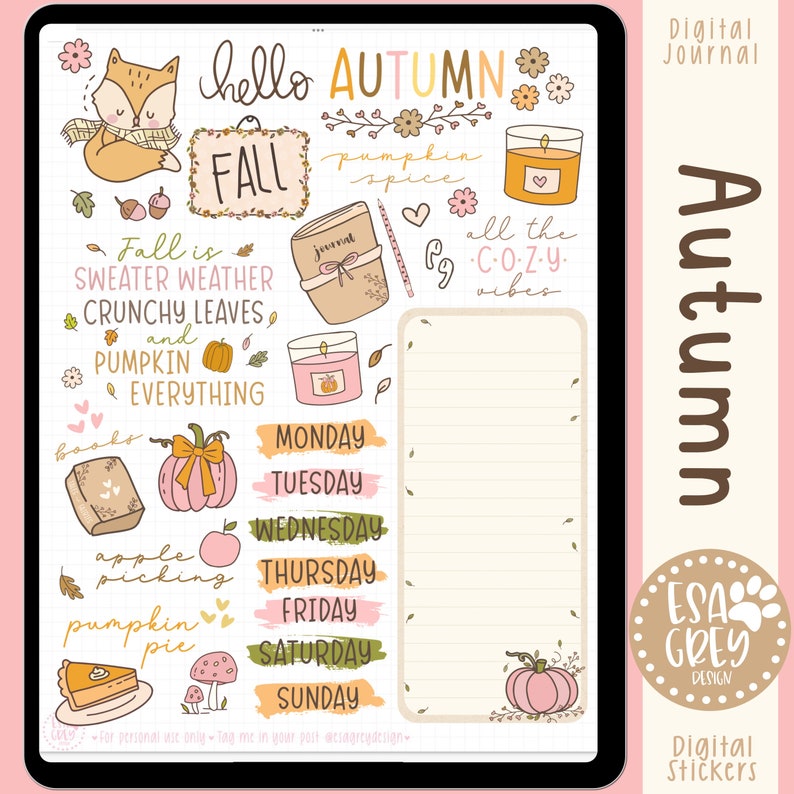 Autumn Sticker Set | Goodnotes Stickers | Digital Planning Stickers ...
