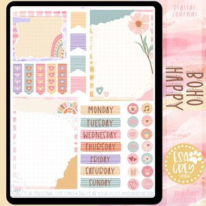 Boho Happy Digital Planning Stickers | Digital Planner Stickers ...