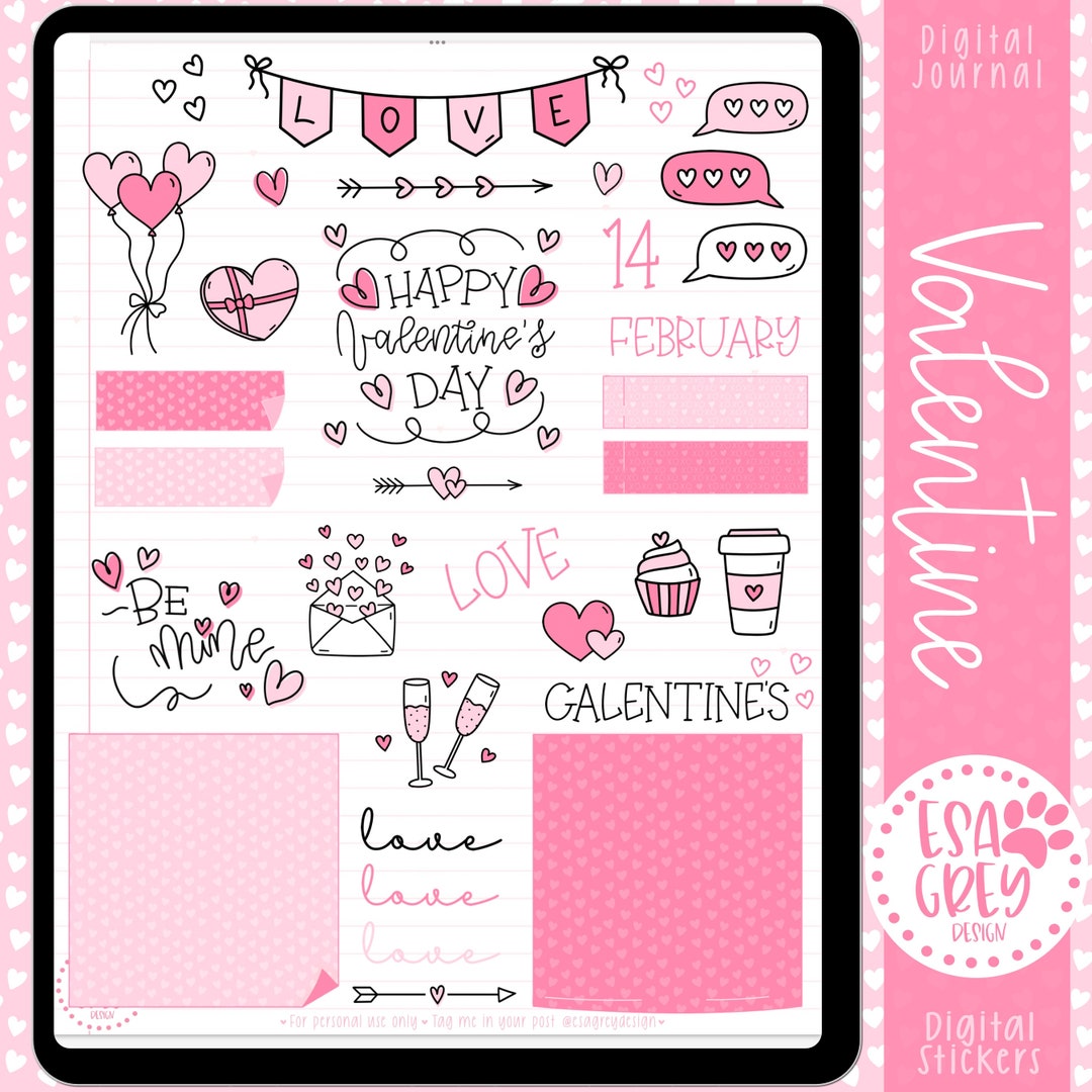 Valentine Doodle Digital Planner Stickers | Goodnotes Stickers | Cute ...