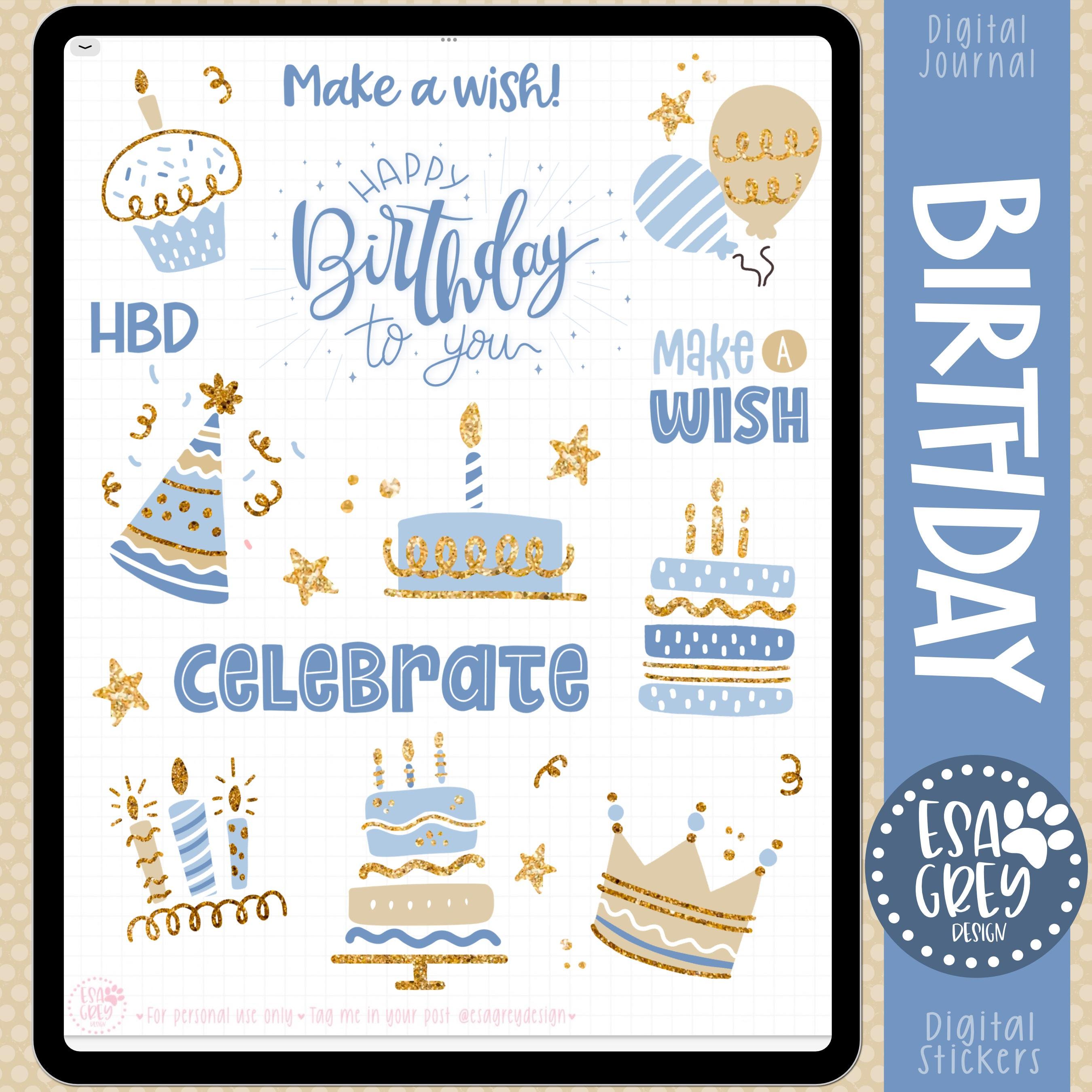 Birthday Party Digital Stickers | Boho Stickers | Goodnotes Stickers ...